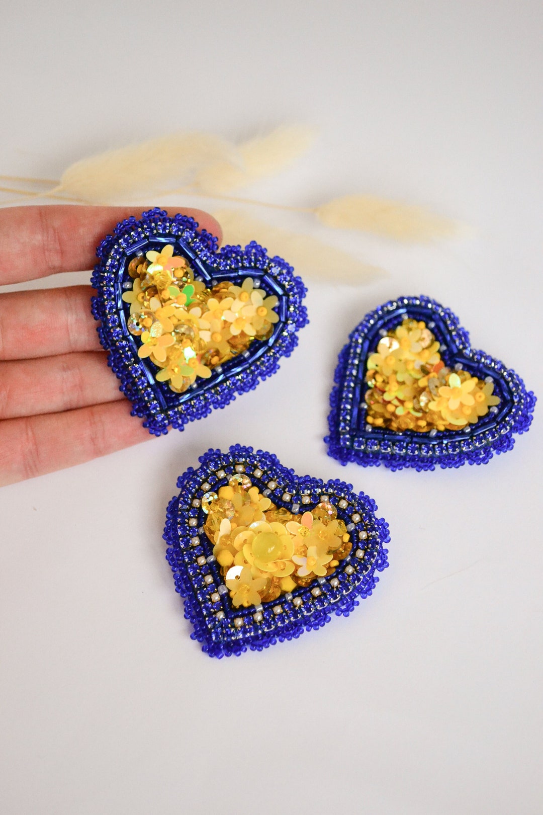 Ukrainian Embroidery Flag Heart, Ukraine Pin Brooch, Ukrainian National ...