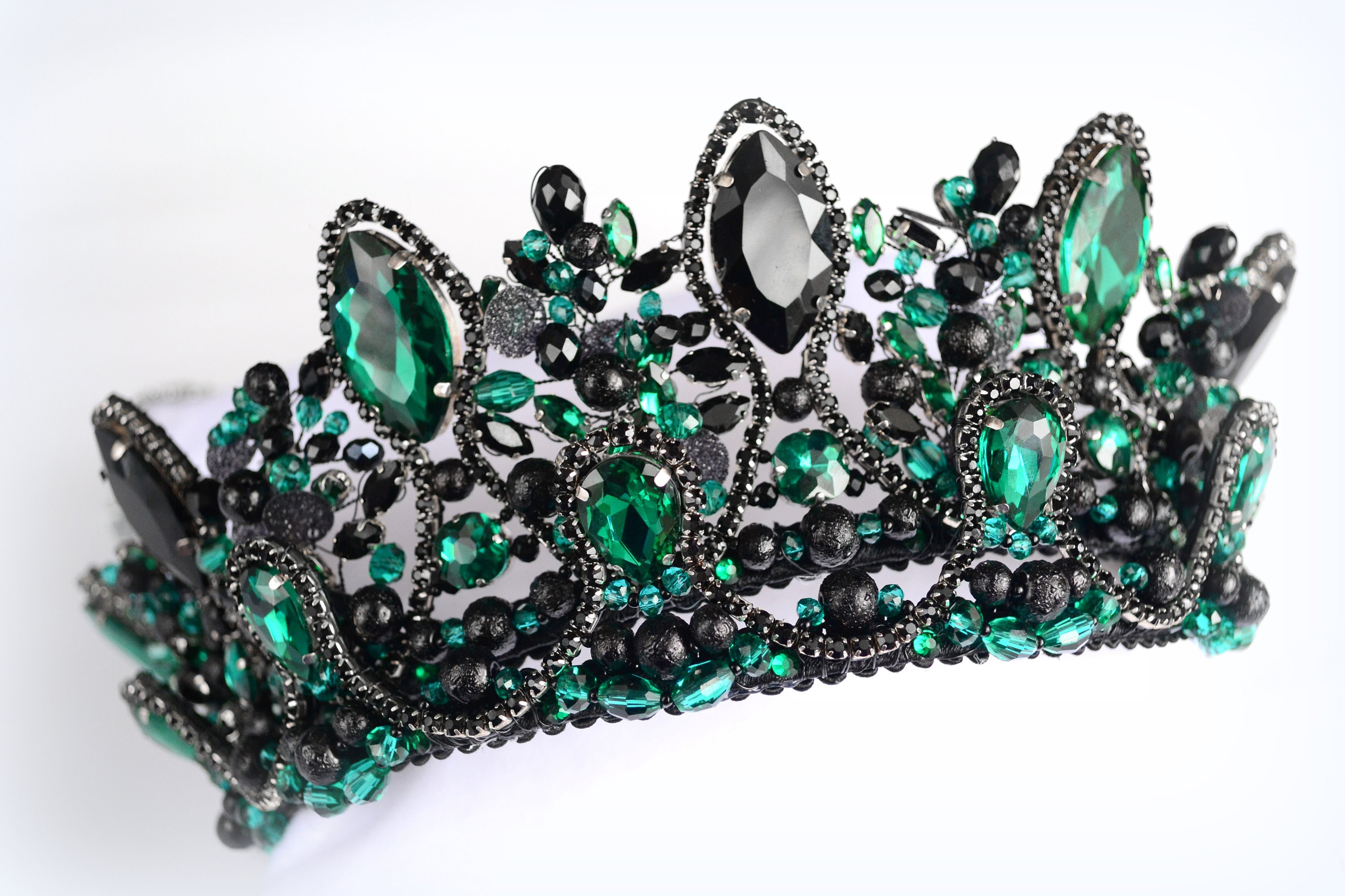 Emerald Crystal Crown for Women,black Tiara,solemnly Headpiece,stylish ...