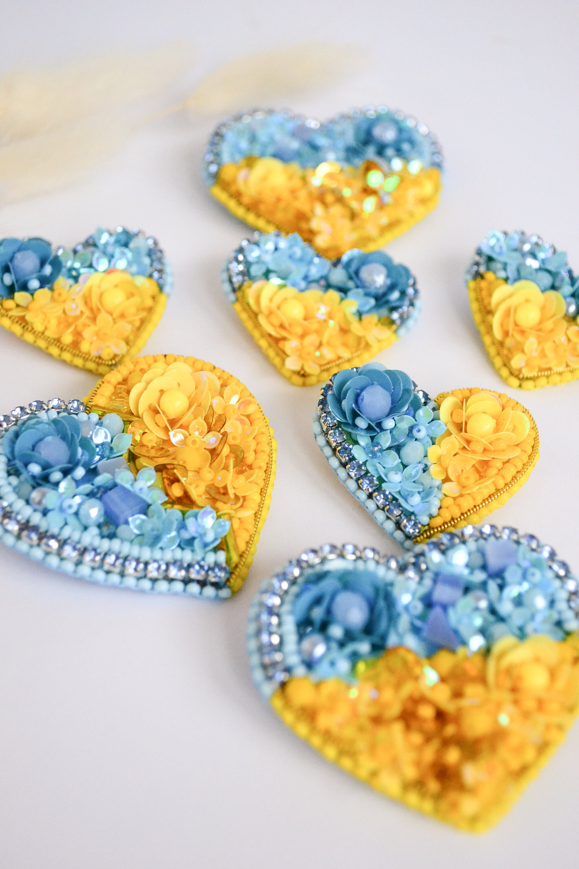 Ukrainian Flag Heart, Ukraine Brooch, Paired Brooches, Embroidered ...