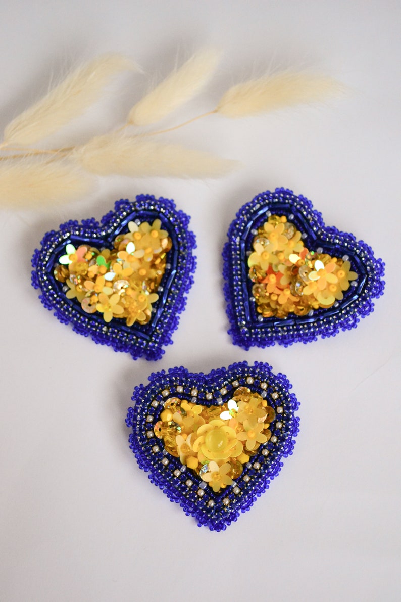 Ukrainian Embroidery Flag Heart, Ukraine Pin Brooch, Ukrainian National ...