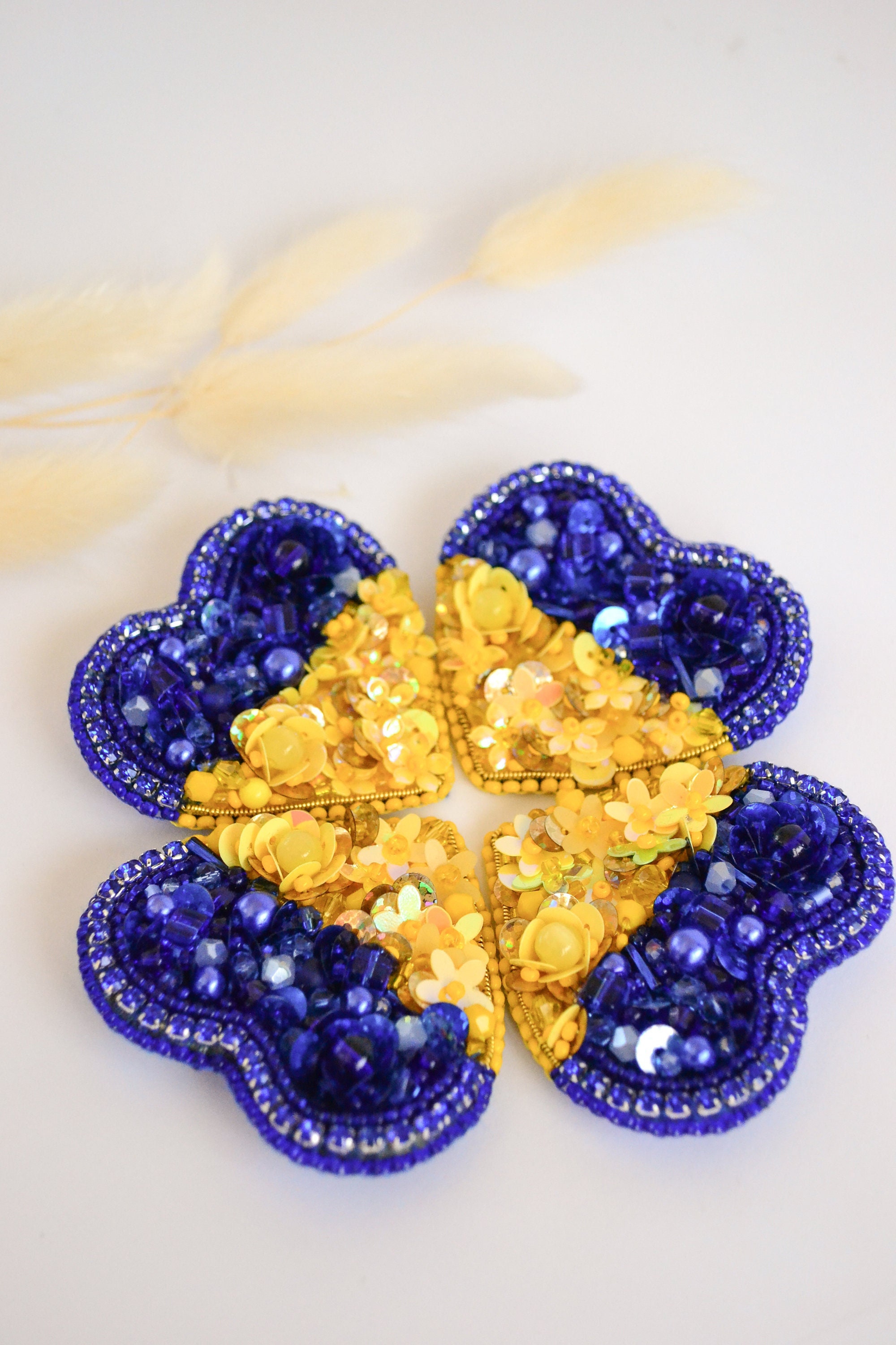 Ukrainian Flag Brooch, Ukraine Heart National Colours Pin, Embroidered ...