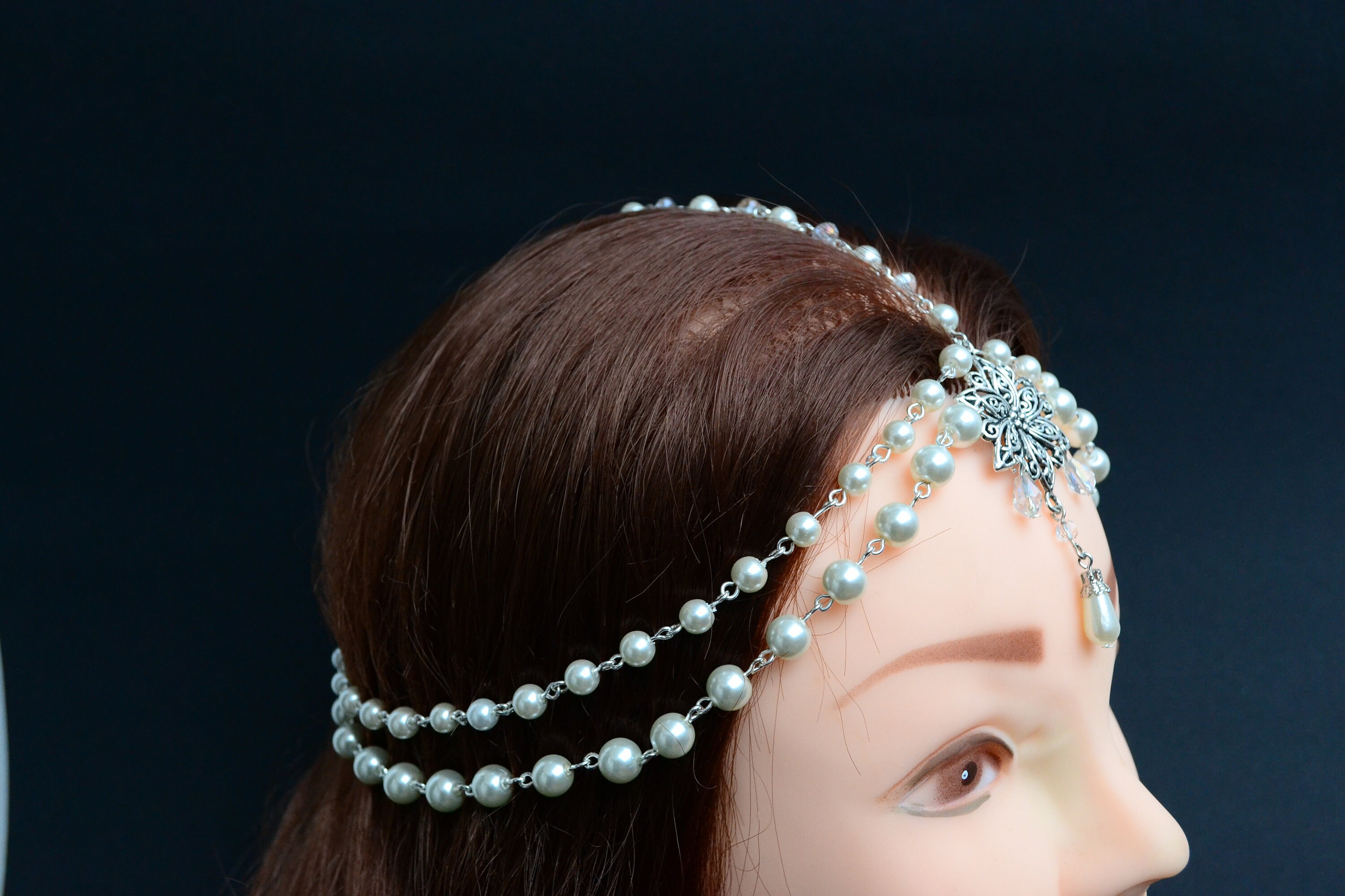 Wedding Tikka With Ivory Pearls for Woman Bridal Boho Head - Etsy