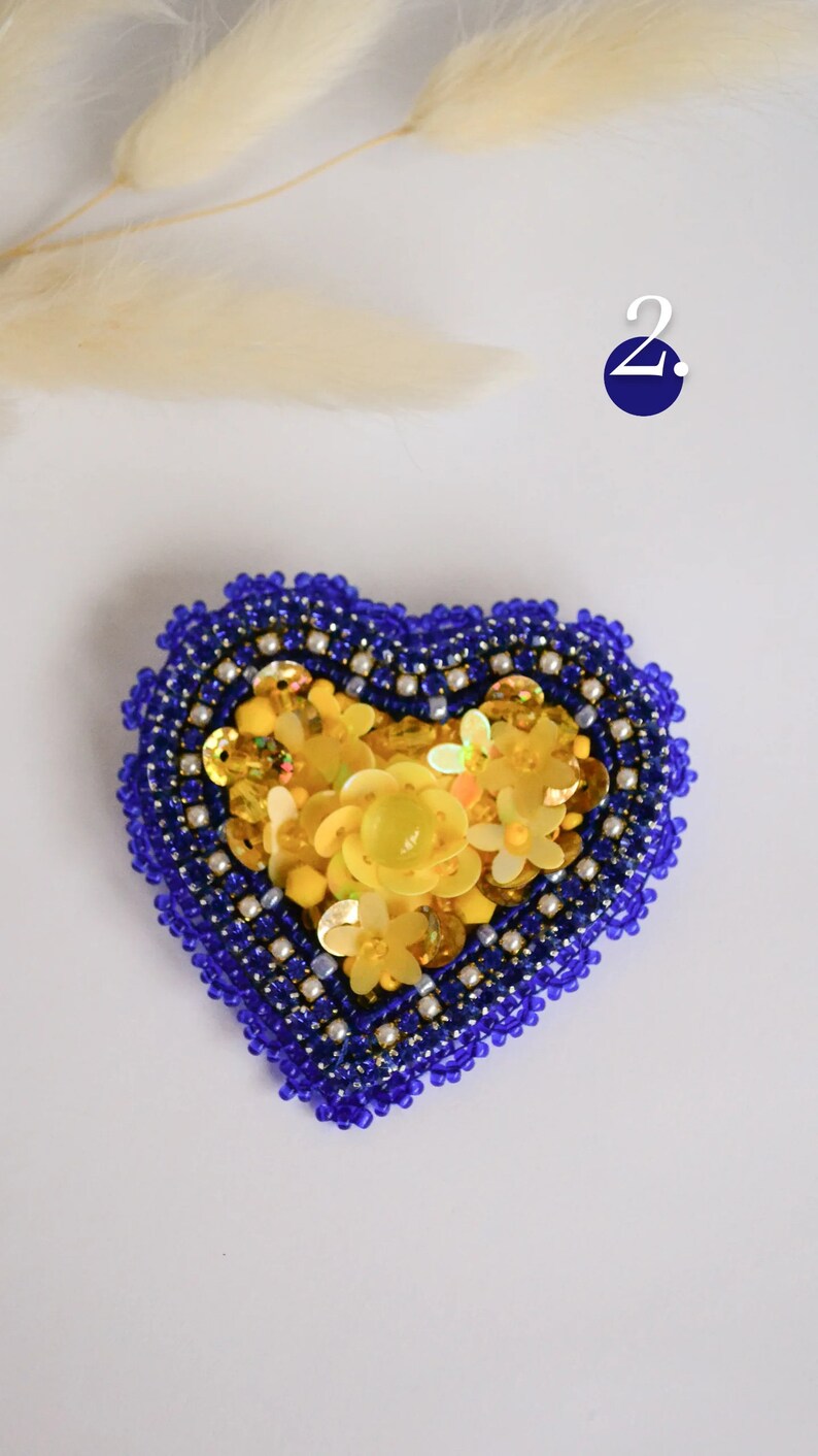 Ukrainian Embroidery Flag Heart, Ukraine Pin Brooch, Ukrainian National ...