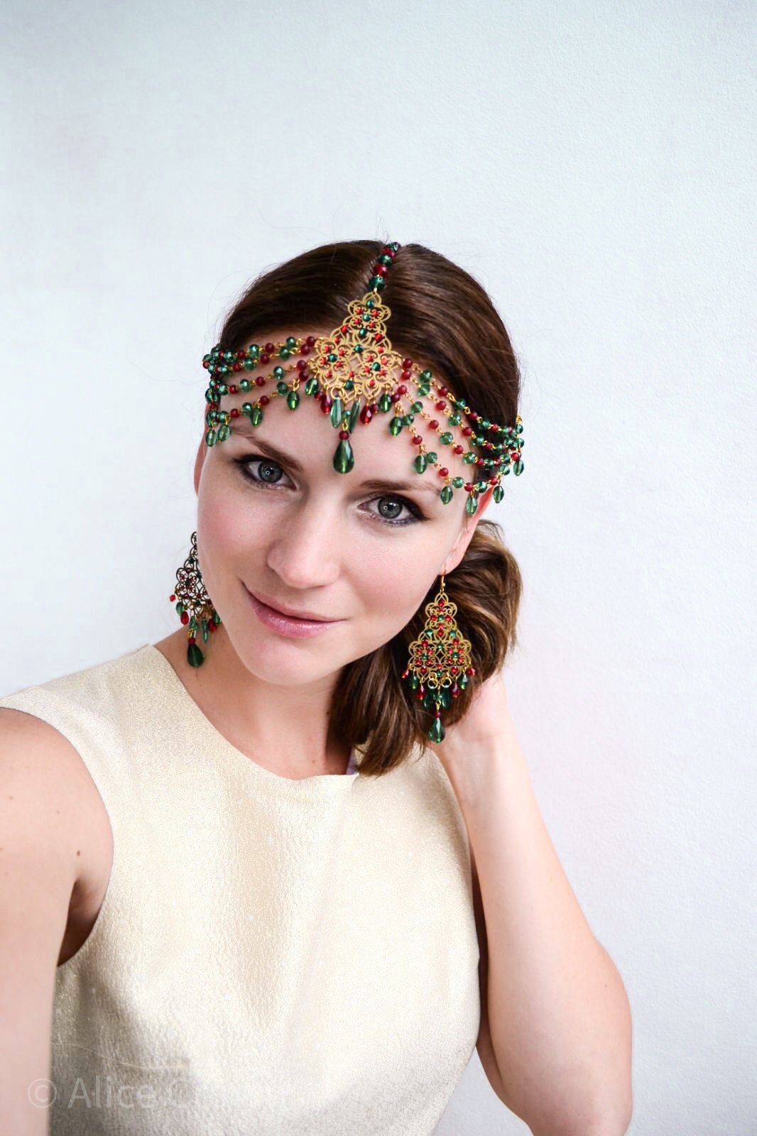 Wedding tikka set Gold tikka chain Egyptian bridal | Etsy