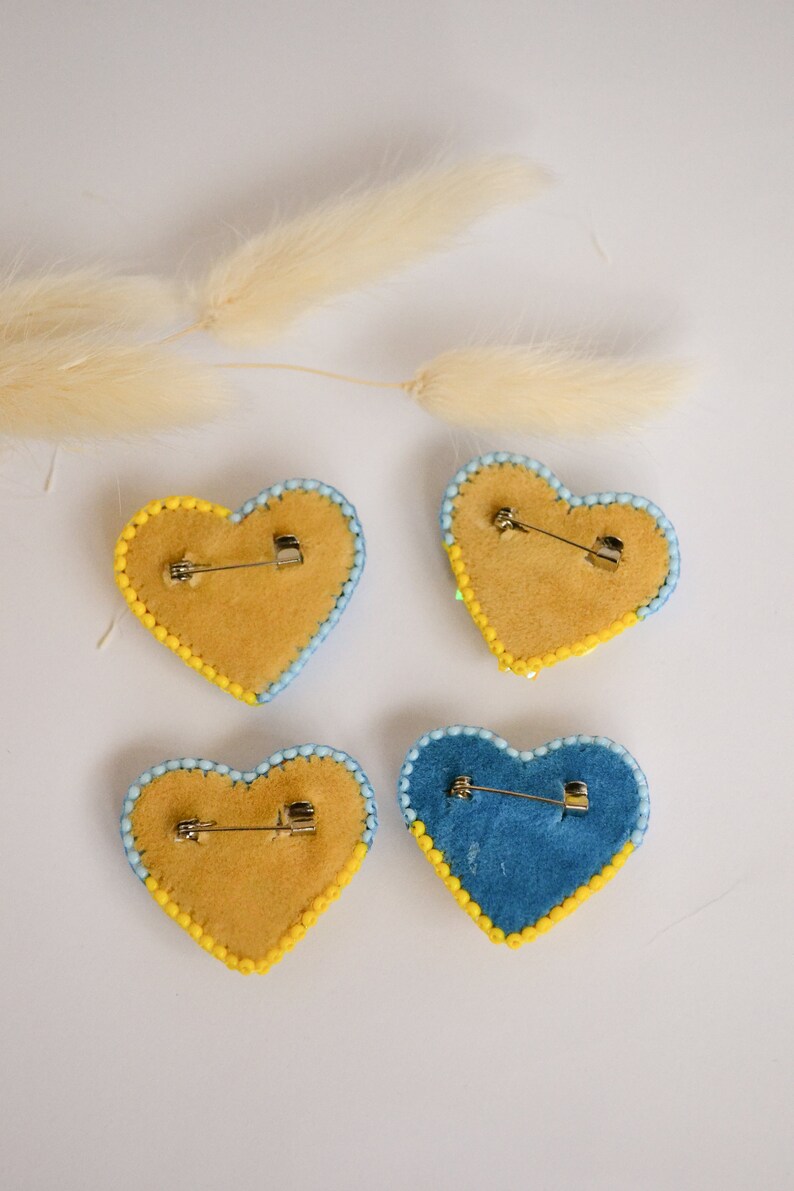 Ukrainian Flag Heart, Ukraine Brooch, Paired Brooches, Embroidered ...