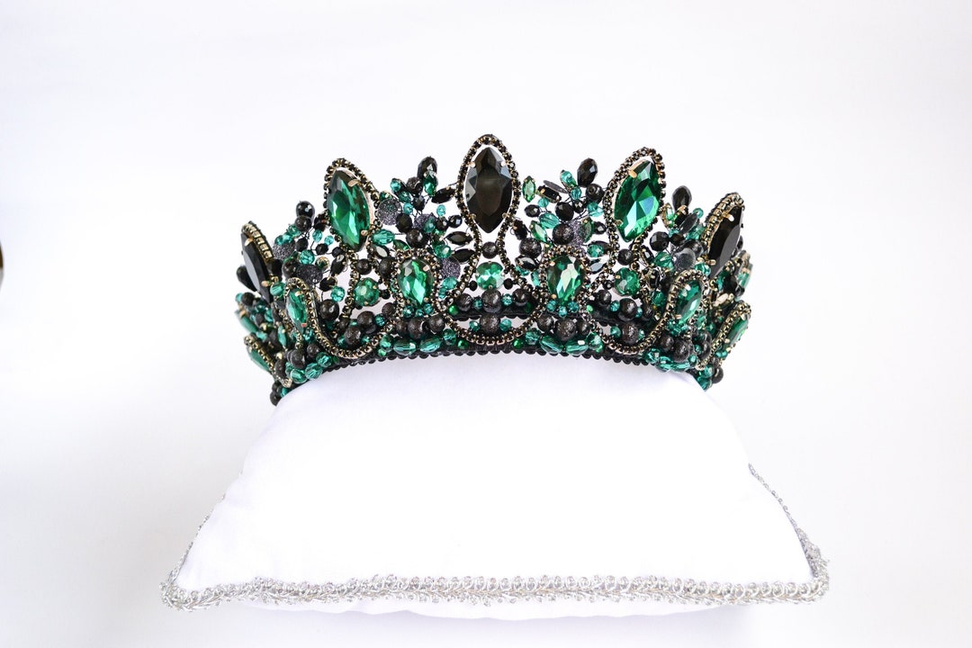 Emerald Crystal Crown for Women,black Tiara,solemnly Headpiece,stylish ...