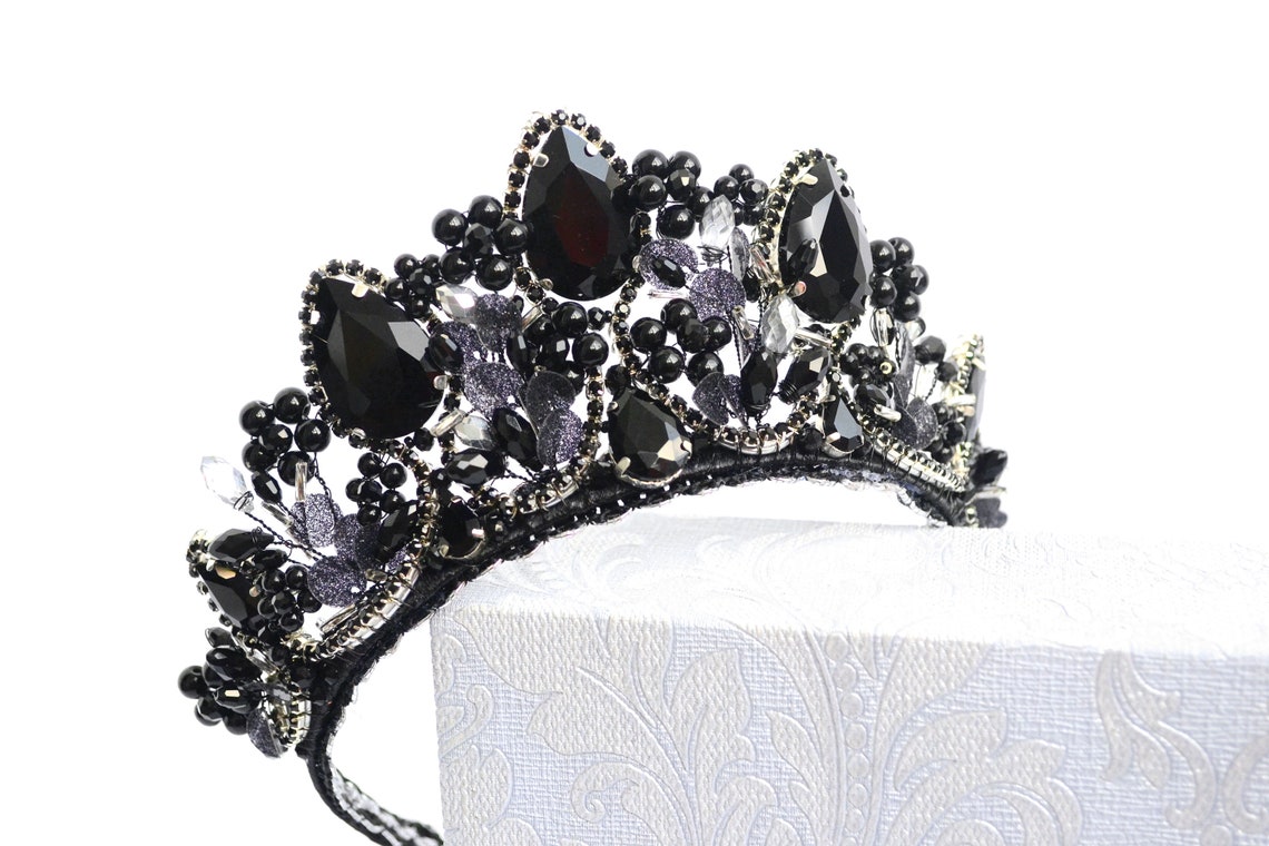 Black Custom Pearls Crown Crystal Crown for Girl Princess - Etsy