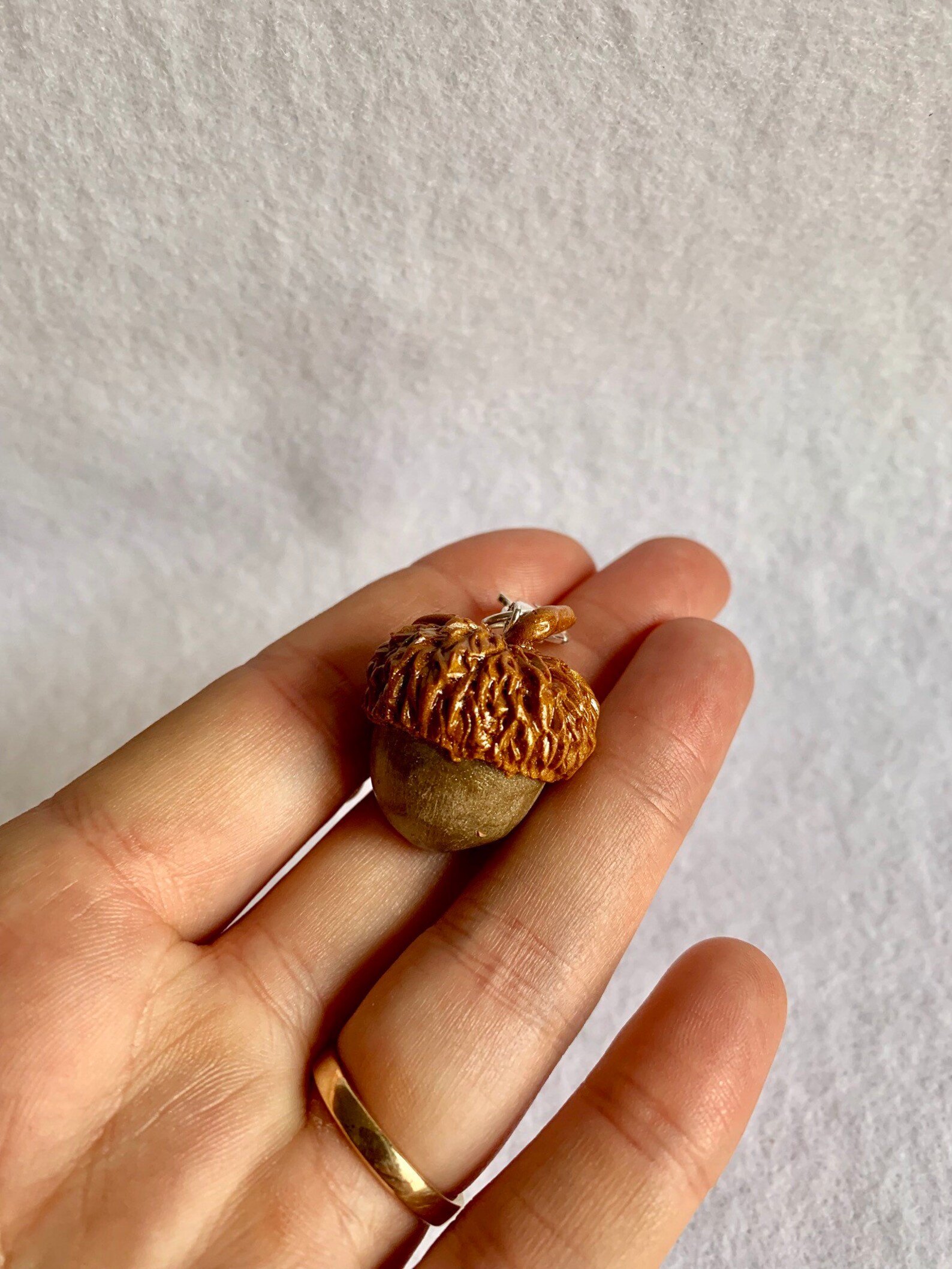 Acorn Charm, Polymer Clay, Realistic, Mettalic Colored, Silver Lobster ...