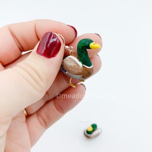 Clay Duck Earrings, Mallard Duck Dangle Earrings, Bird Jewelry, Birb ...
