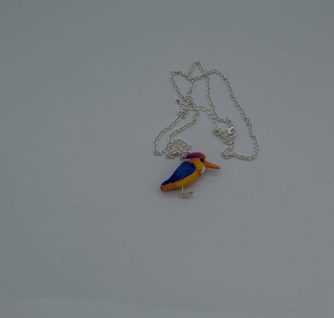 Colorful Kingfisher Pendant Necklace Oriental Pygmy | Etsy