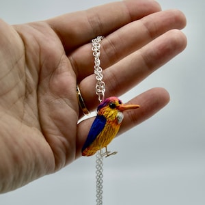 Colorful Kingfisher Pendant Necklace, Oriental Pygmy Kingfisher Pendant ...