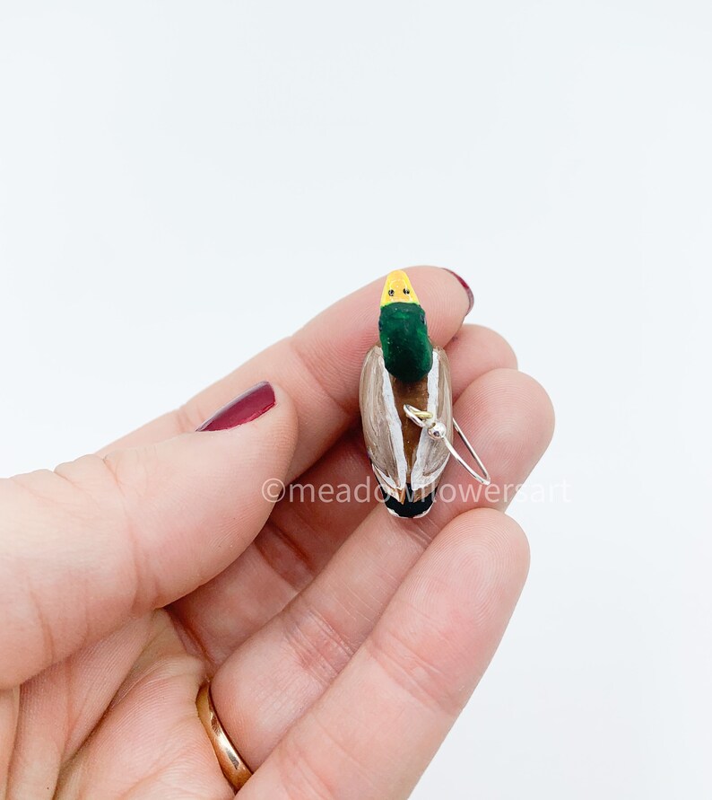 Clay Duck Earrings Mallard Duck Dangle Earrings Bird - Etsy