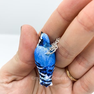 Handmade Blue Jay Polymer Clay Pendant Necklace, Bird Lover Gift, Bird ...