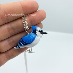 Handmade Blue Jay Polymer Clay Pendant Necklace, Bird Lover Gift, Bird ...
