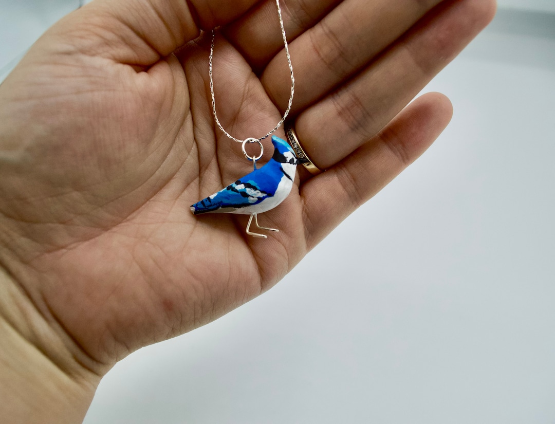 Blue Jay Necklace, Bluejay Pendant Necklace, Blue Bird Necklace, Bird ...