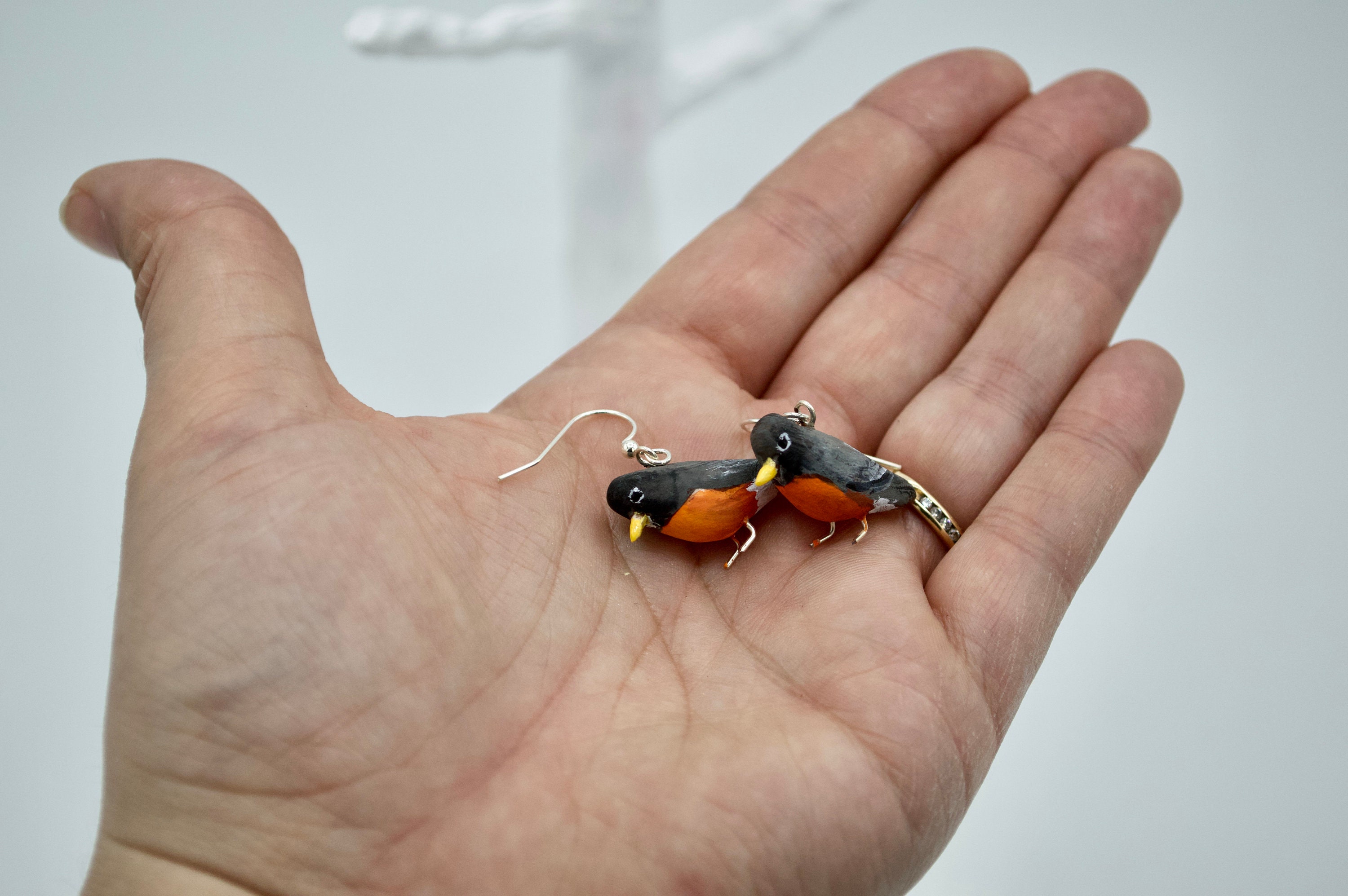 Robin Earrings, Spring Bird, Polymer Clay Bird Earrings, Bird Watcher ...