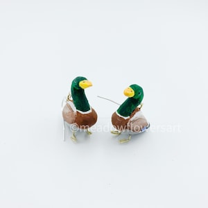 Clay Duck Earrings, Mallard Duck Dangle Earrings, Bird Jewelry, Birb ...
