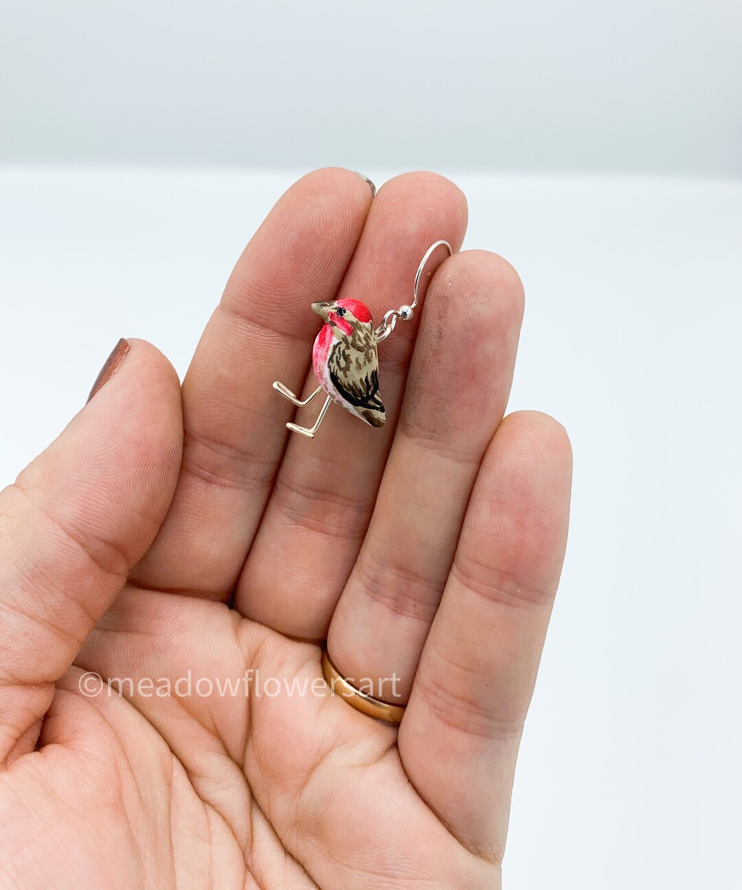 House Finch Earrings, Polymer Clay Bird Earrings, Bird Jewelry, Finch ...