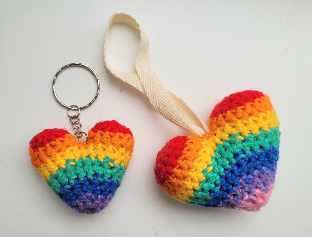 Rainbow Crochet Heart Lavender Sachet | Key Chain | Letterbox Gift ...