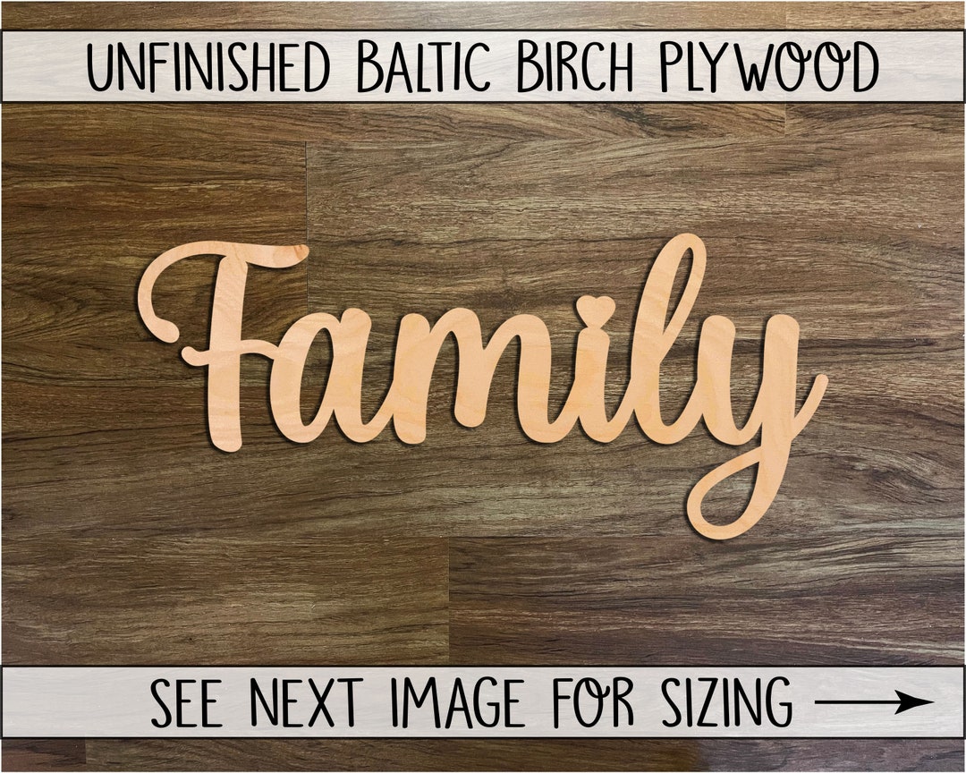 Family Wood Sign Unfinished Wood Cutout, Laser Cut DIY Craft, Blank ...