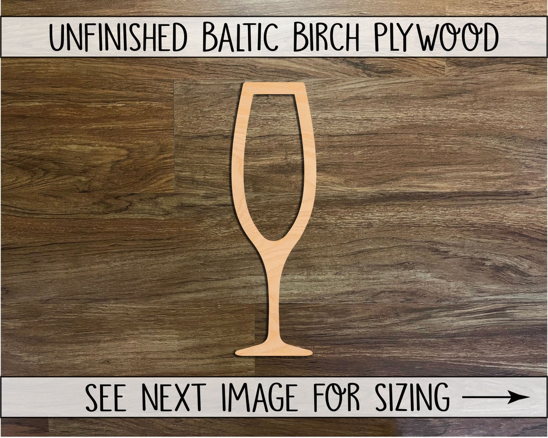 Champagne Flute Glass Cutout, Unfinished Wood Cutout Shapes DIY Craft ...