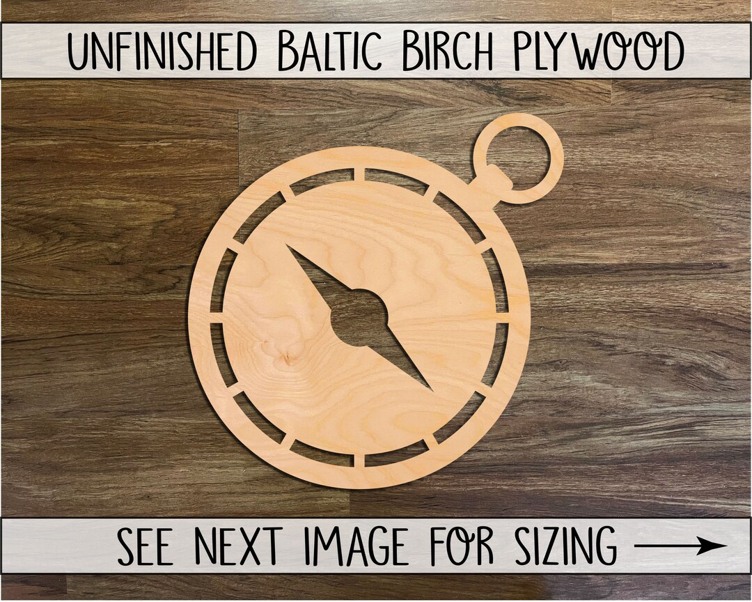 Large Compass Unfinished Wood Cutout Shapes, Laser Cut DIY Craft, Blank ...