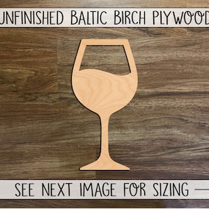 Half Full Wine Glass Cut Out, Unfinished Wood Cutout Shapes, Laser Cut ...