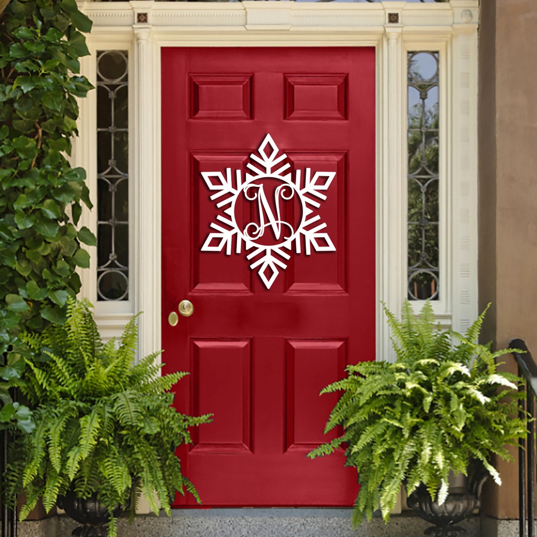Snowflake Monogram - Wooden Snowflake - Wood Door Hanger - Wood ...