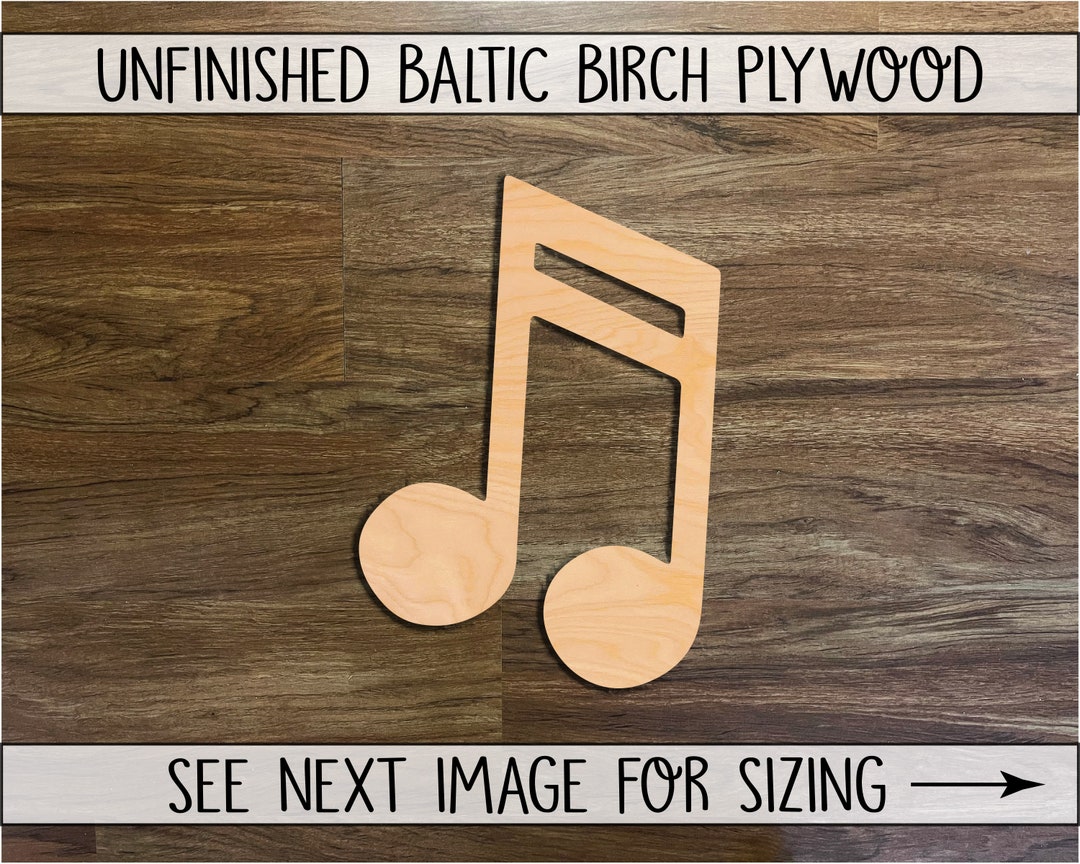 Music Notes Wood Cutout, Unfinished Wood Blanks, Laser Cut Wooden Music ...