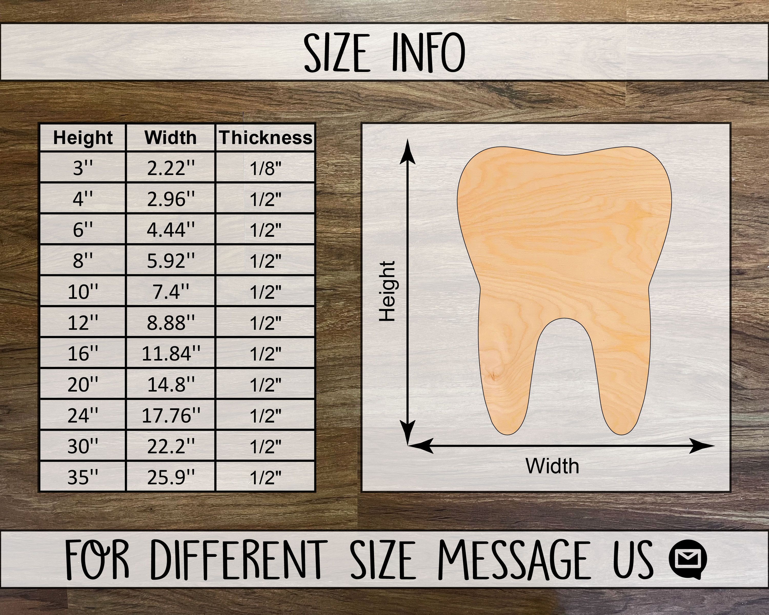 Tooth Laser Cut Out Wood Shape Craft Supply Unfinished | Etsy