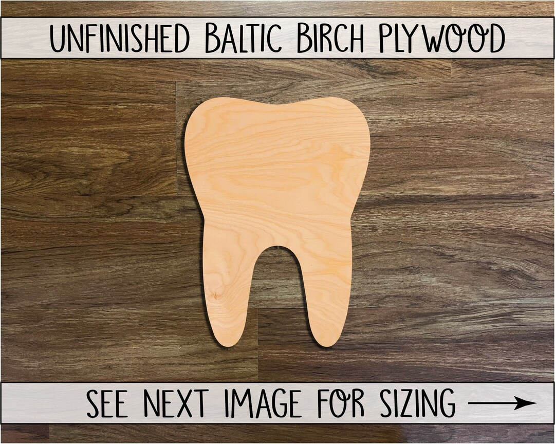 Tooth Laser Cut Out Wood Shape Craft Supply - Unfinished Wooden Tooth ...