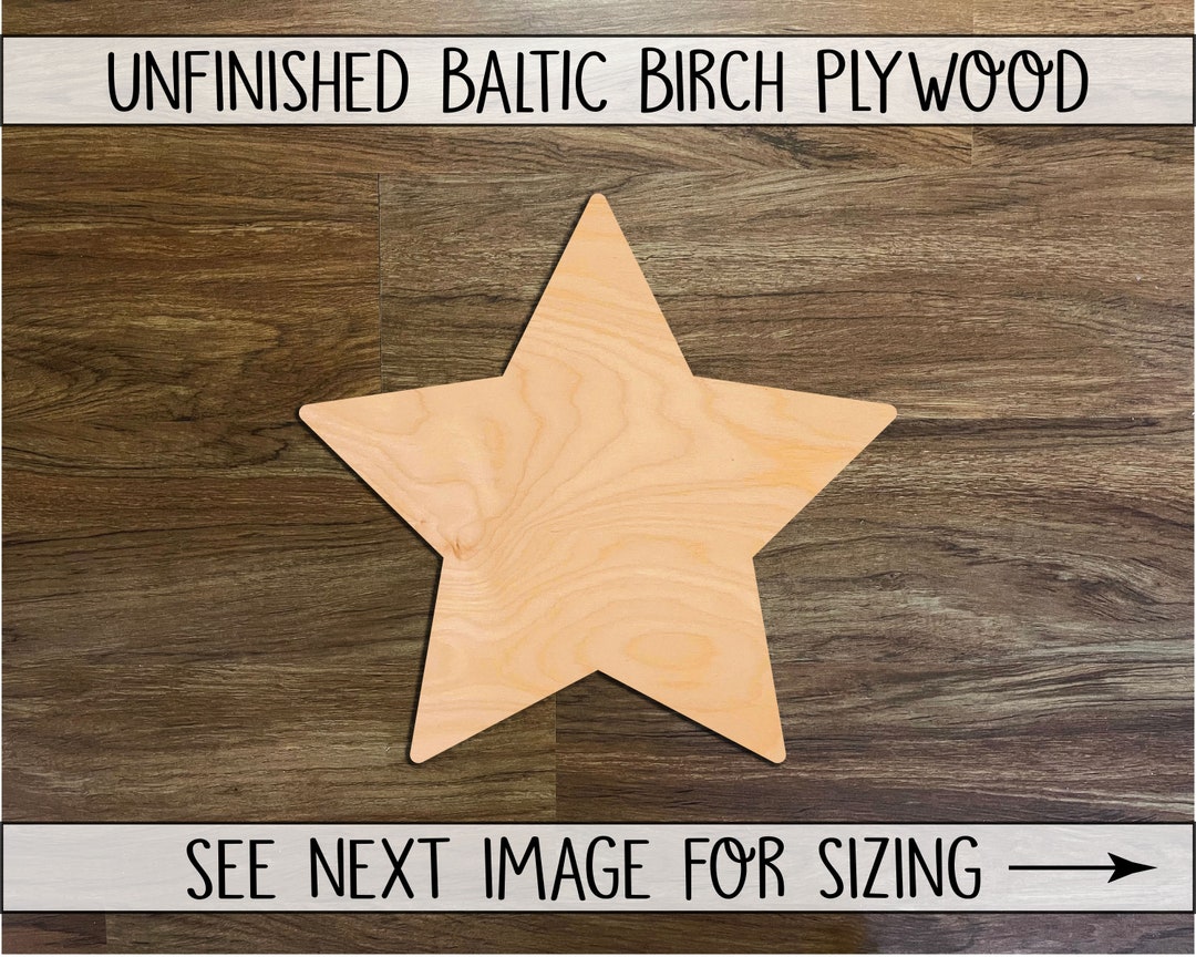 Star Shape Wood Cutout, Unfinished Wood Blanks, Laser Cut Wooden Star ...