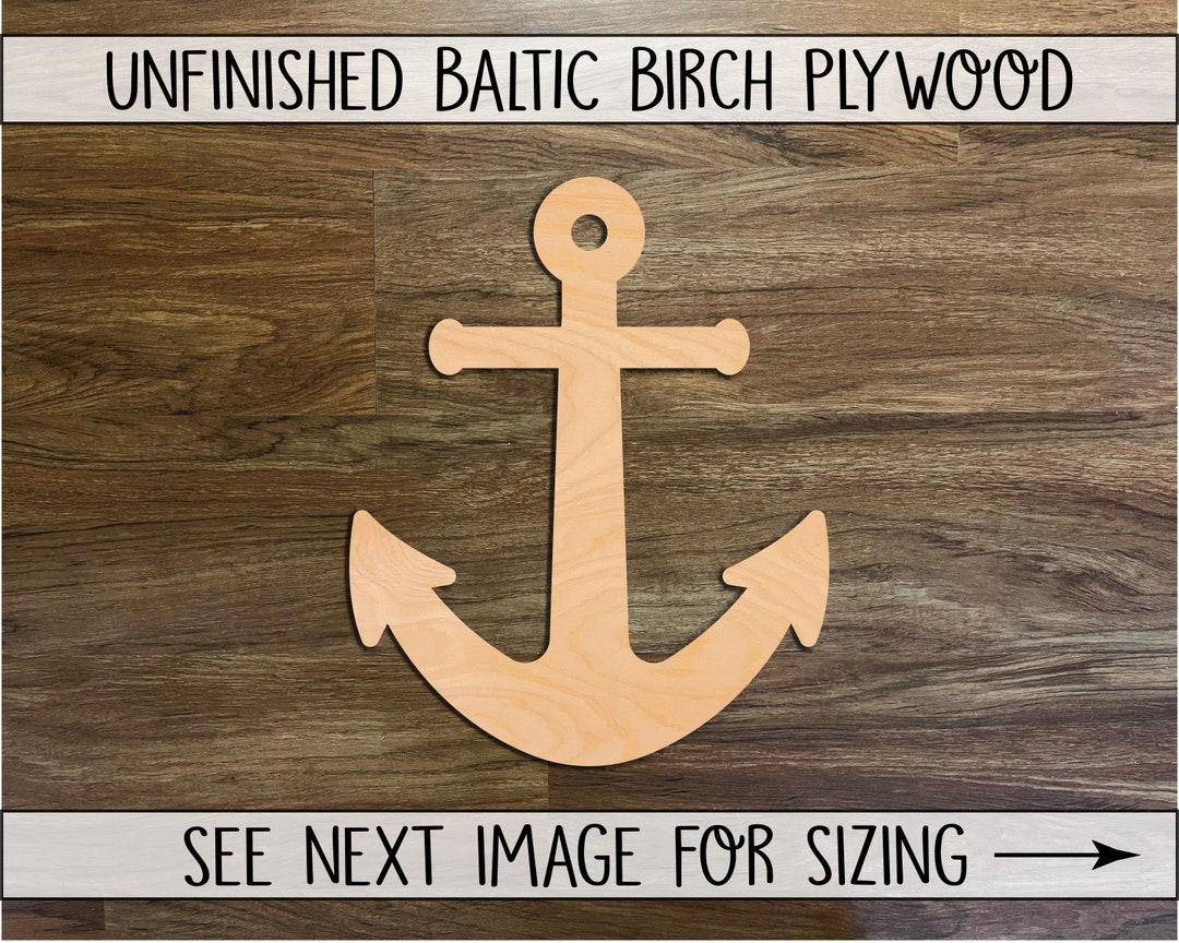 Nautical Anchor Unfinished Wood Cutout Shapes, Laser Cut DIY Craft ...