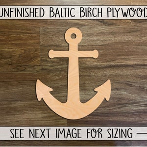 Nautical Anchor Unfinished Wood Cutout Shapes, Laser Cut DIY Craft ...