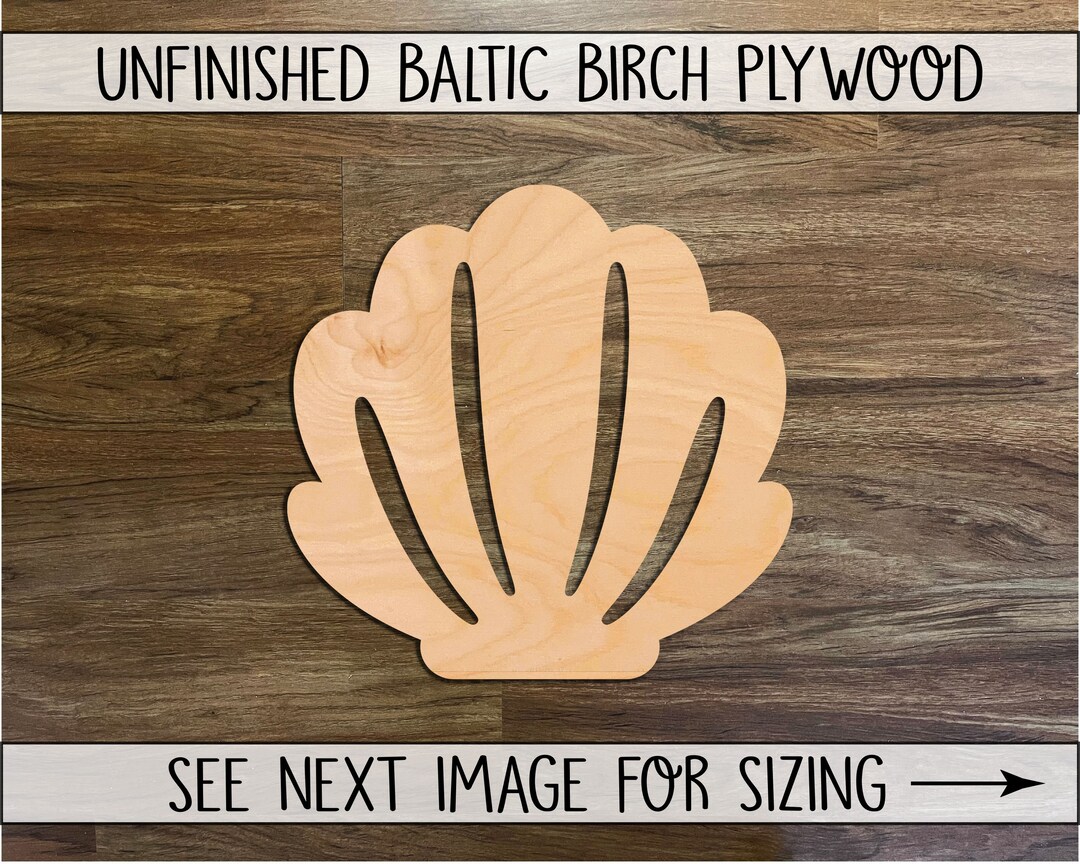 Seashell Wood Craft Cutout, Unfinished Wood Blanks, Laser Cut Wooden ...