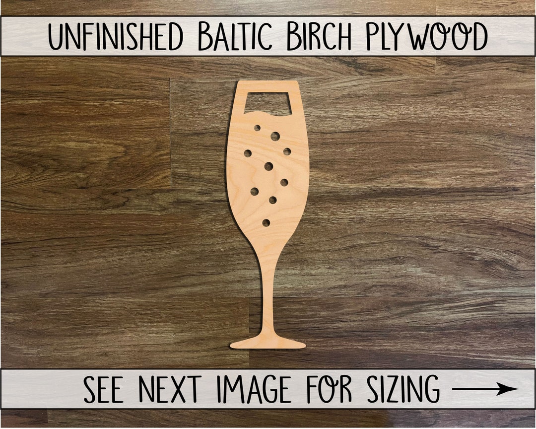 Bubbly Champagne Glass Flute Unfinished Wood Cutout Shapes, Laser Cut ...
