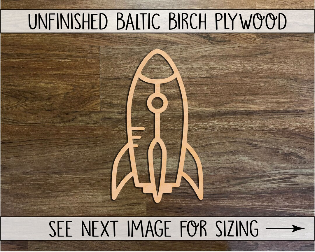 Wood Rocket Ship Cutout, Blank Wood Shapes, Wood Craft Supplies, Laser ...