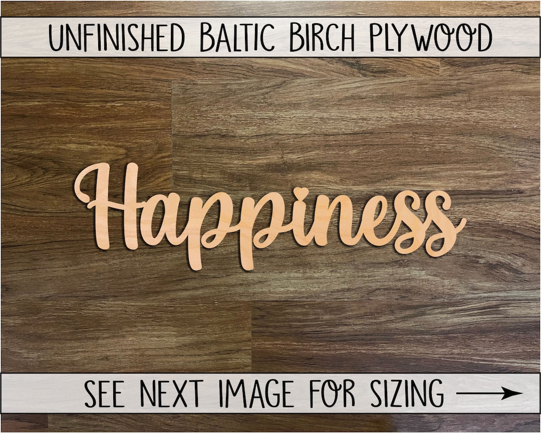 Happiness Sign Unfinished Wood Cutout Shapes, Laser Cut DIY Craft ...