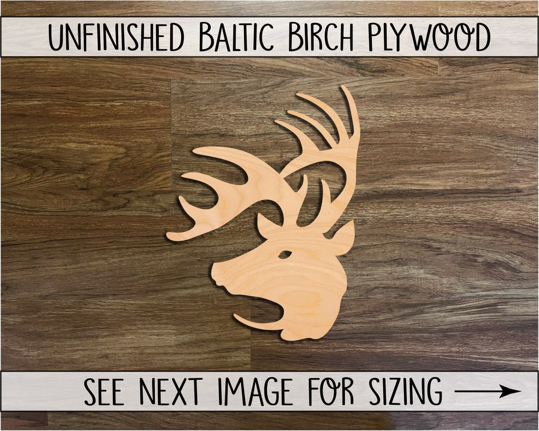 Buck Head Cutout - Antler Cutout - Dear Cutout - Wooden Shapes - Laser ...