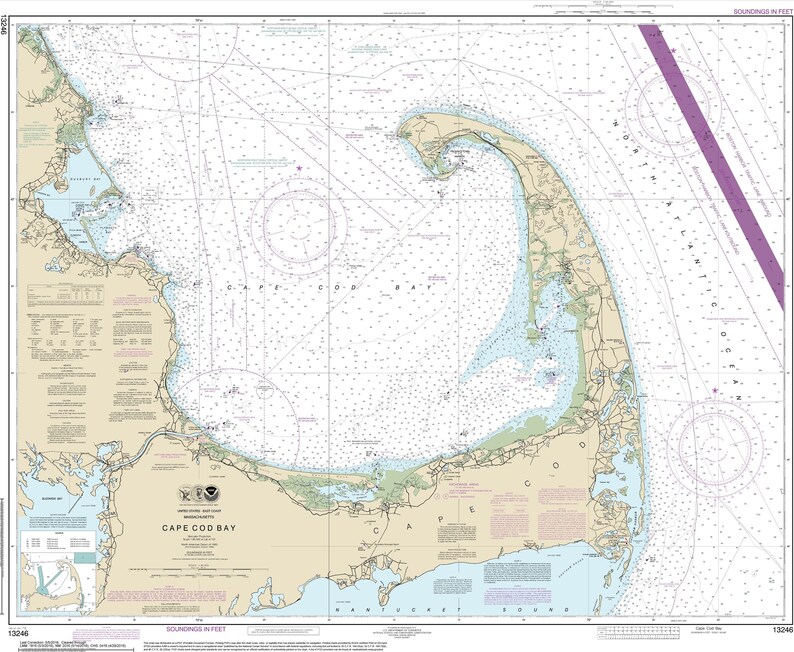 Cape Cod Nautical Chart Canvas , Cape Cod Nautical Chart Art. Cape Cod ...
