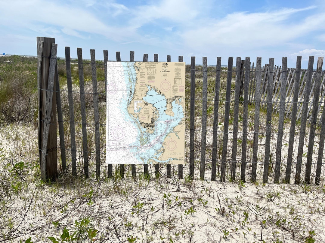 Tampa Bay Nautical Chart on Canvas , Clearwater Florida Nautical Chart ...
