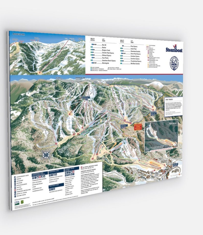 Steamboat Ski Trail Map Canvas Print Steamboat Colorado Ski Map ...