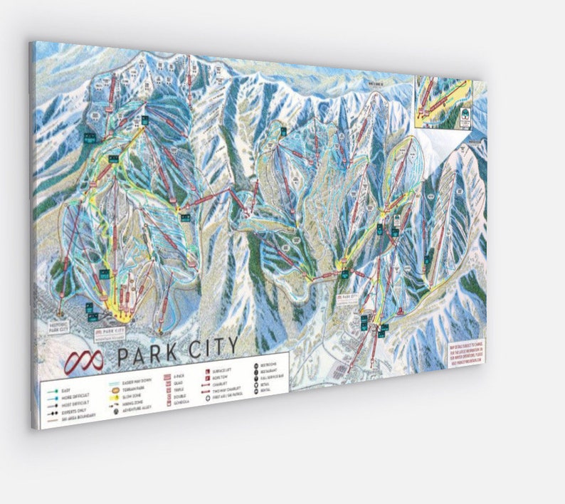 Park City Utah Ski Trail Map Canvas Wrap, 30"x50" Wall Art, Park Cith Ski Trail Map Art Prints ...