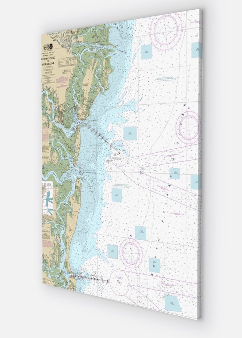 Coast of Georgia Nautical Chart on Canvas , St. Simons Nautical Chart ...