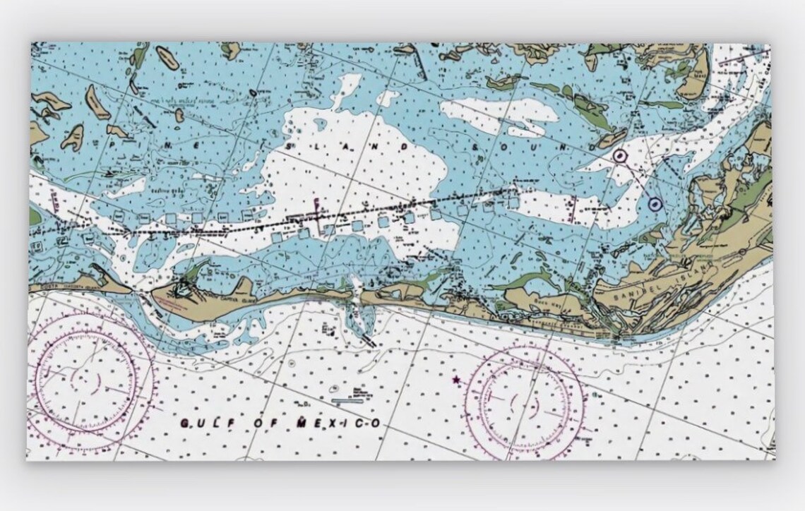 Sanibel Island Nautical Chart 18”x32”canvas Prints, Sanibel Island Art ...