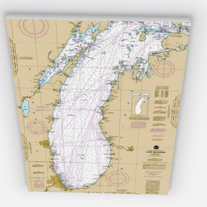 Lake Michigan Nautical Map / Chart - Canvas- Nautical Map / Chart ...