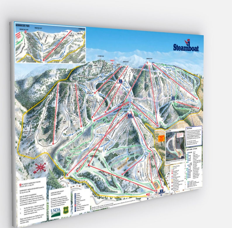 New Steamboat Colorado Ski Trail Map Canvas Wrap, 24"x 36" Wall Art ...