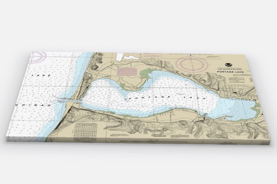 Onekama, Portage Lake, Michigan - Nautical Map / Chart - Canvas, Lake ...