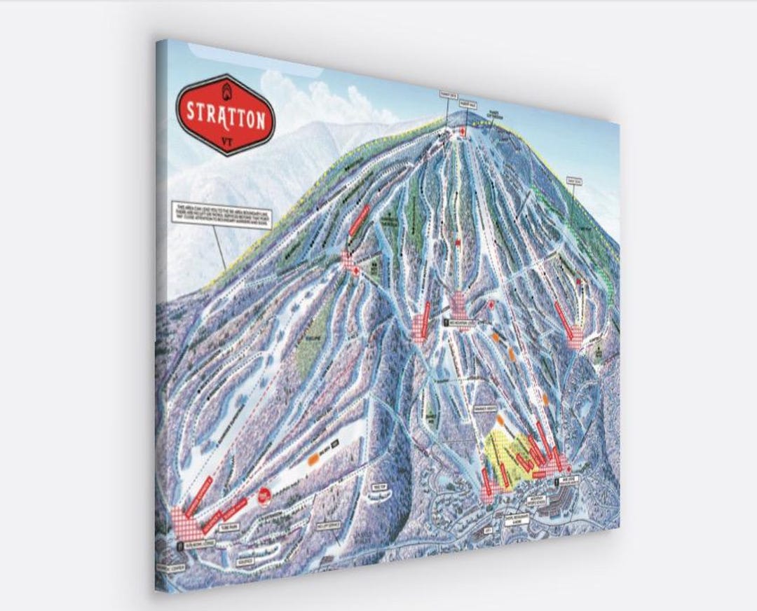 Stratton Canvas Trail Map 30" X 40" Canvas Wrap With White Edges ...