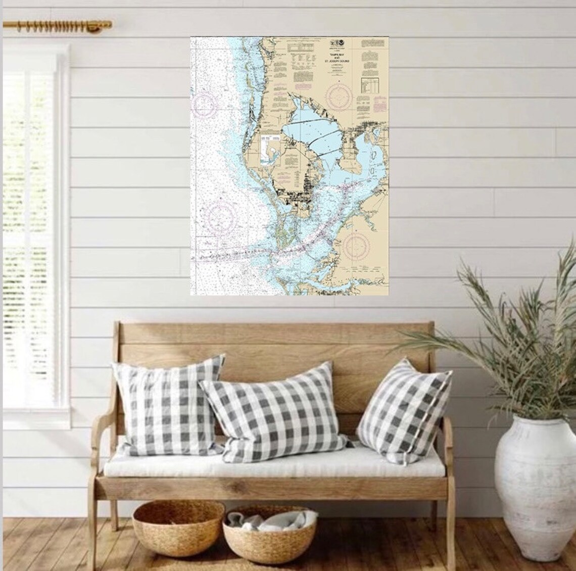 Tampa Bay Nautical Chart on Canvas , Clearwater Florida Nautical Chart ...